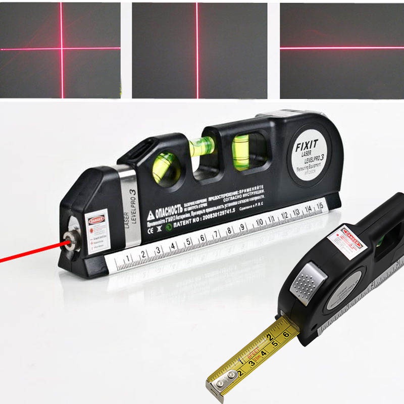 4In1 Multipurpose Spirit Level Laser Horizon Vertical Measure Tape ...