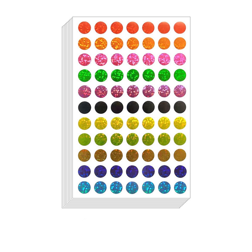 10 Sheets Shiny Glitter Circle Dot Stickers - Removable Color Coding ...