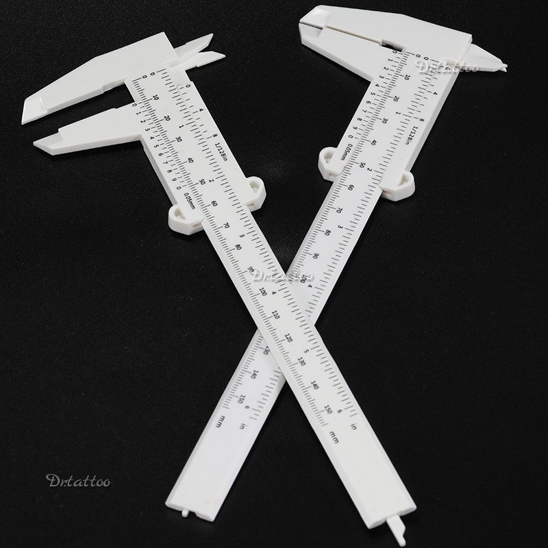 2pcs Portable 150MM Plastic Eyebrow Measuring Vernier Caliper Tattoo Caliper Ruler Plastic ...