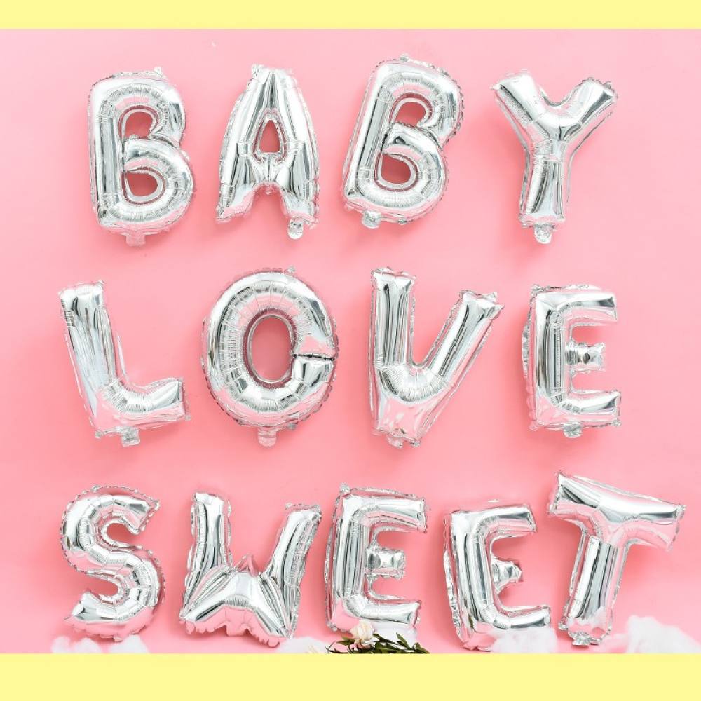 16inch Silver Letter Foil Balloon Diy Name Backdrop Birthday Valentines ...