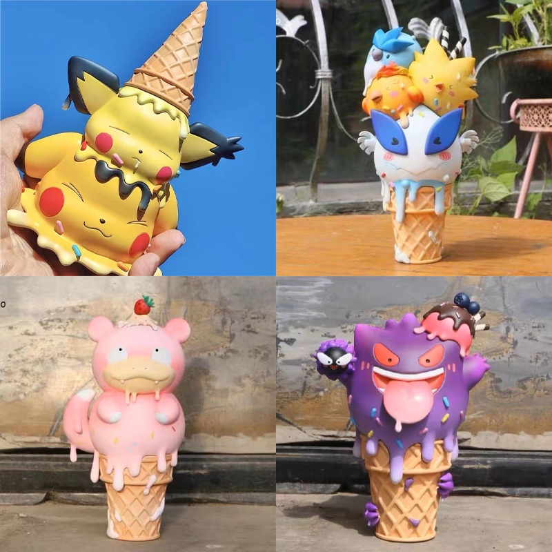 Pokemon Pikachu Slowpoke Gengar Ice Cream Series Action Figures Model ...