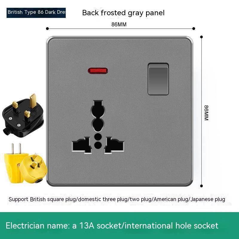 Type 86 British Standard Gray Wall Household Switch With USB Socket ...