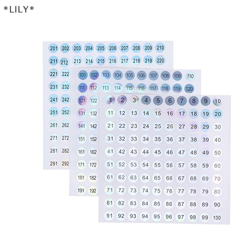 LILY> Waterproof Number 1-300 Laser Labels Stickers Nail Polish ...