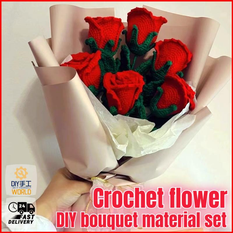 DIY Crochet Flower Gift Bouquet for Girlfriend Valentine's Day Rose ...