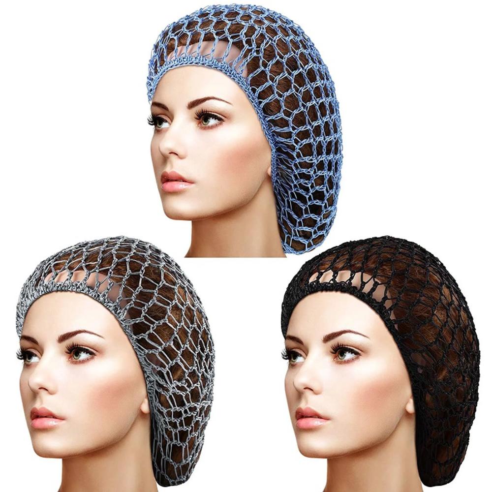 Mesh Crochet Hair Net Crocheted Hair Net Cap Rayon Snood Hat Thick ...