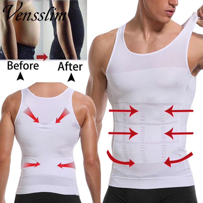Vensslim Men Slimming Body Shaper Corset Vest Compression Abdomen Tummy ...