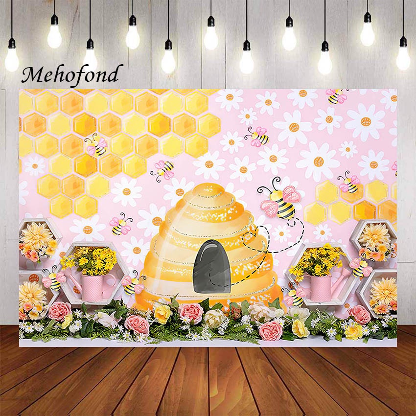 Photography Background Bee Spring Scene Floral Bee Day 1st Birthday ...