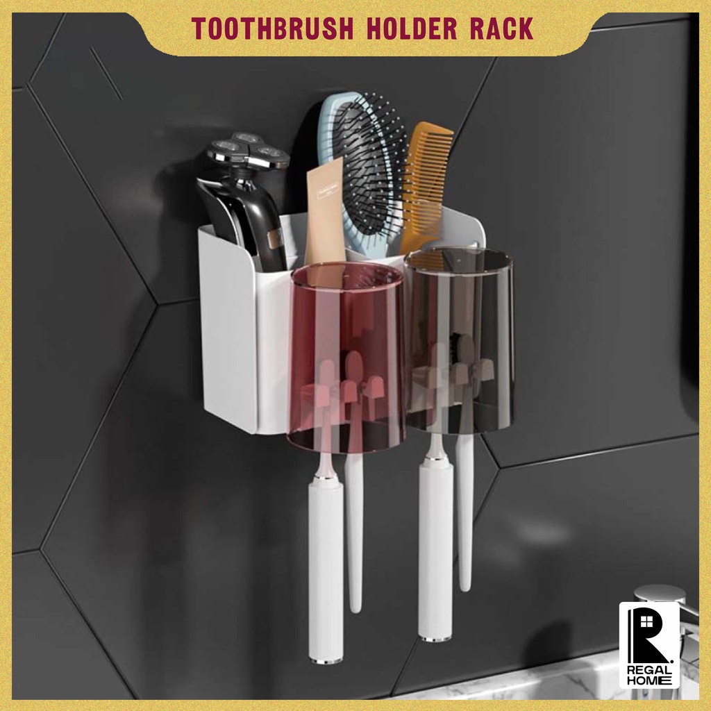 Wall Mounted Toothbrush Rack Organizer Bathroom Multiuse Rack Organizer ...