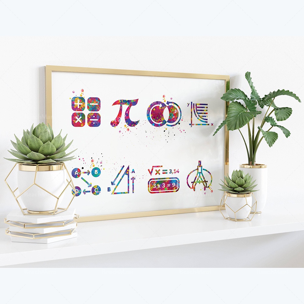 Math Teacher Gifts, Math Prints, Math Symbols Art Watercolor Print ...