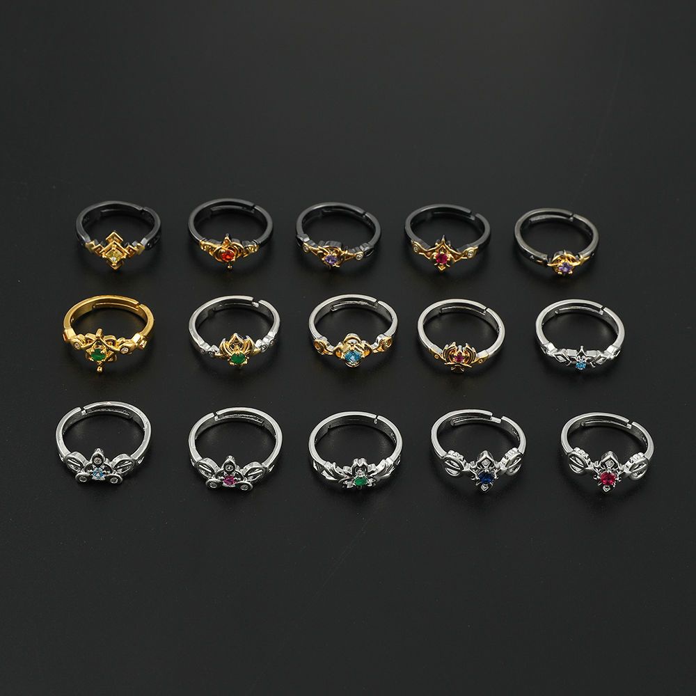 Genshin Impact Ring High Aesthetic Value Inset with Gems a 2D Cartoon ...
