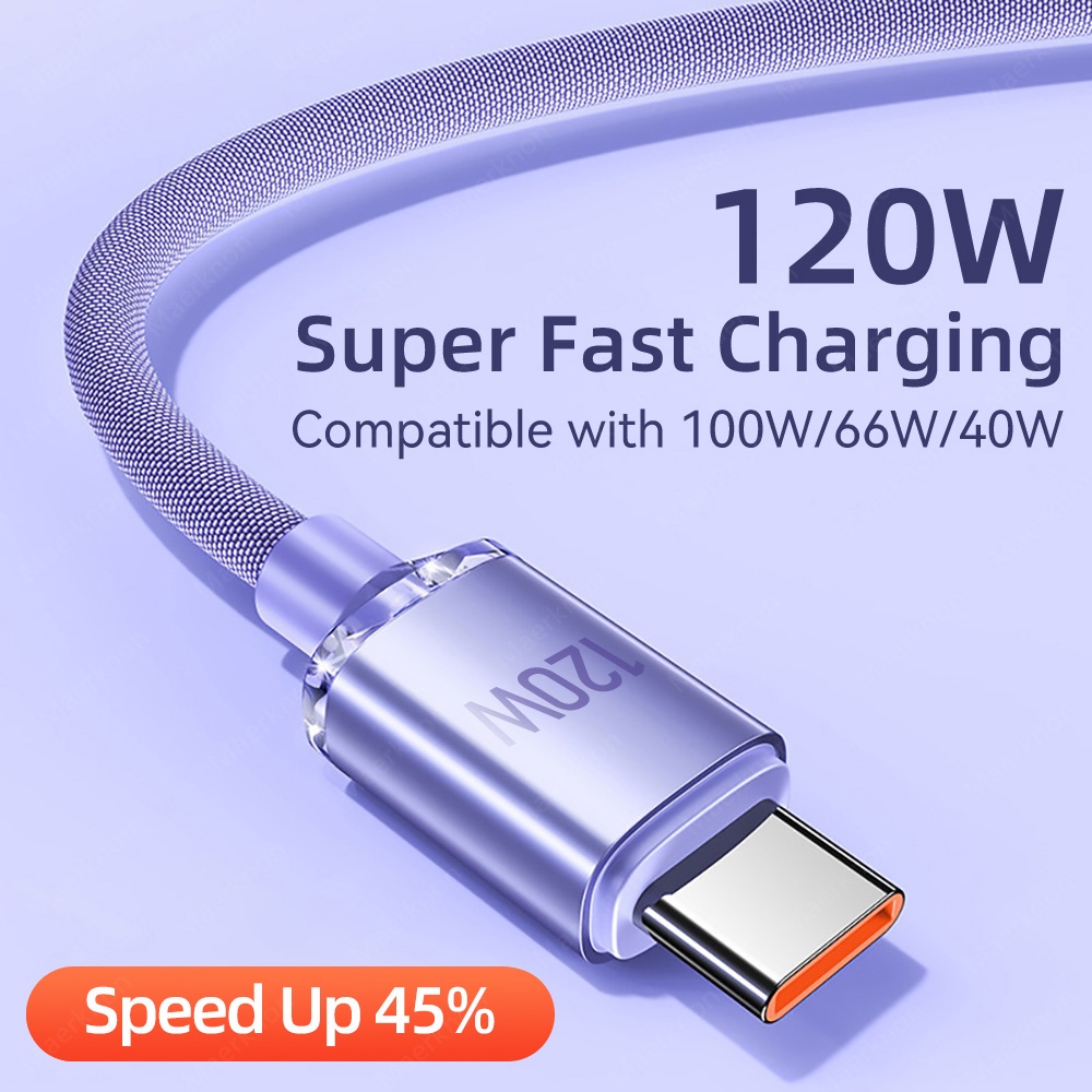 120W Super Fast Charging Cable 6A USB Cable Type C Data Wire USB C ...