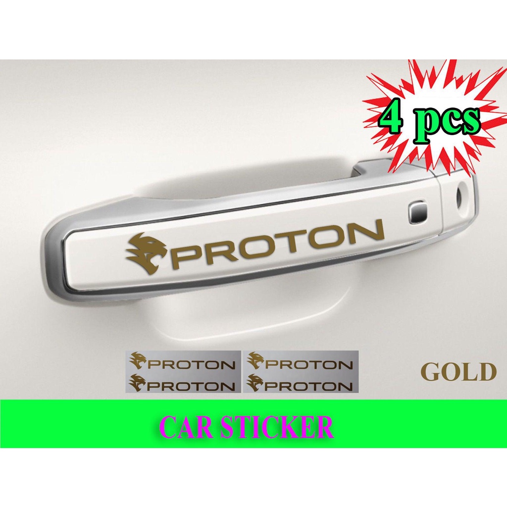 4 Pcs Gold Proton Logo For Car Handle Door Knob Sticker Decal VInyl ...