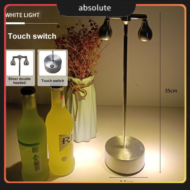 Led Rechargeable Bar Table Lamp High Pole Double Head Spotlight ...