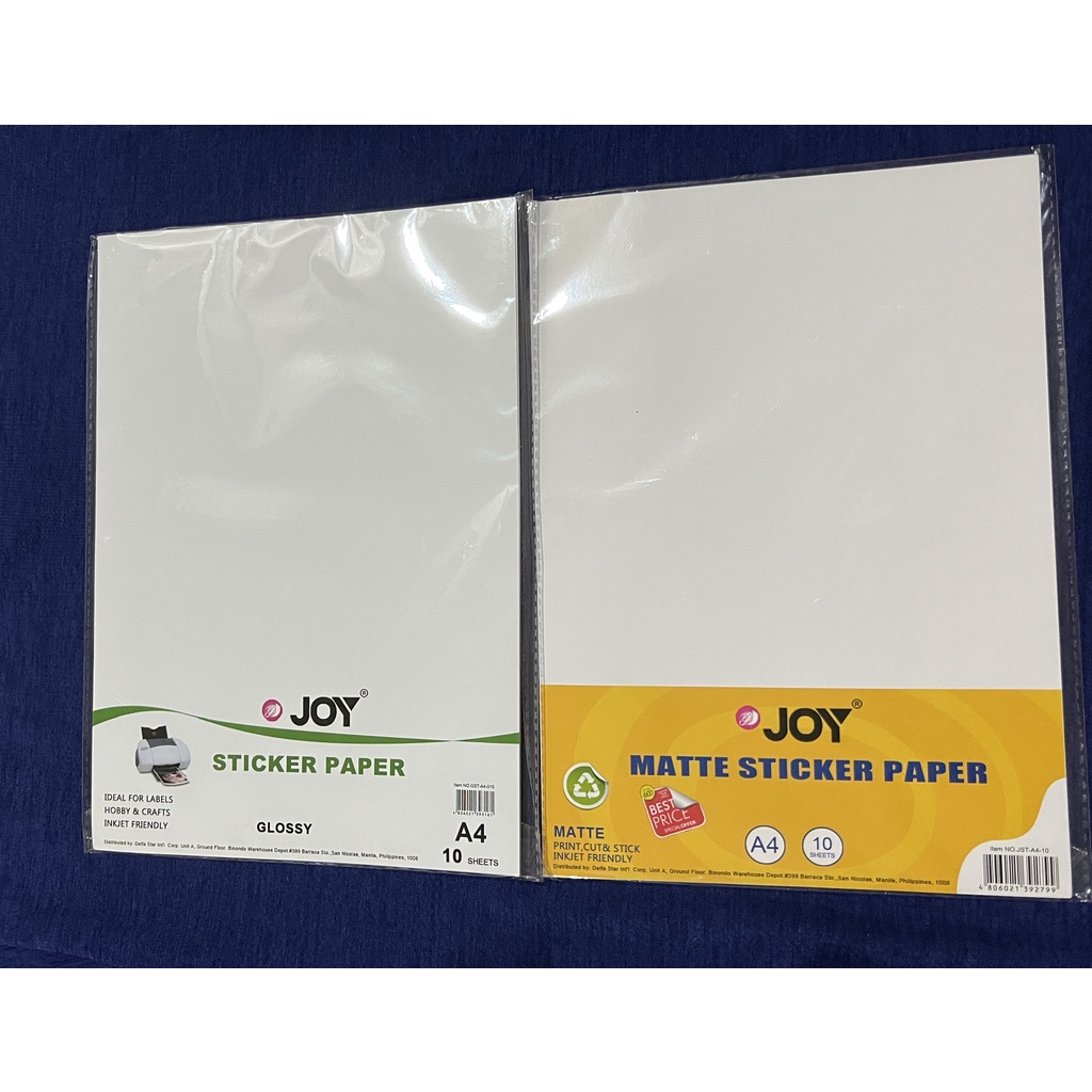 Joy Sticker Paper A4 Glossy/Matte 10pcs | Shopee Philippines
