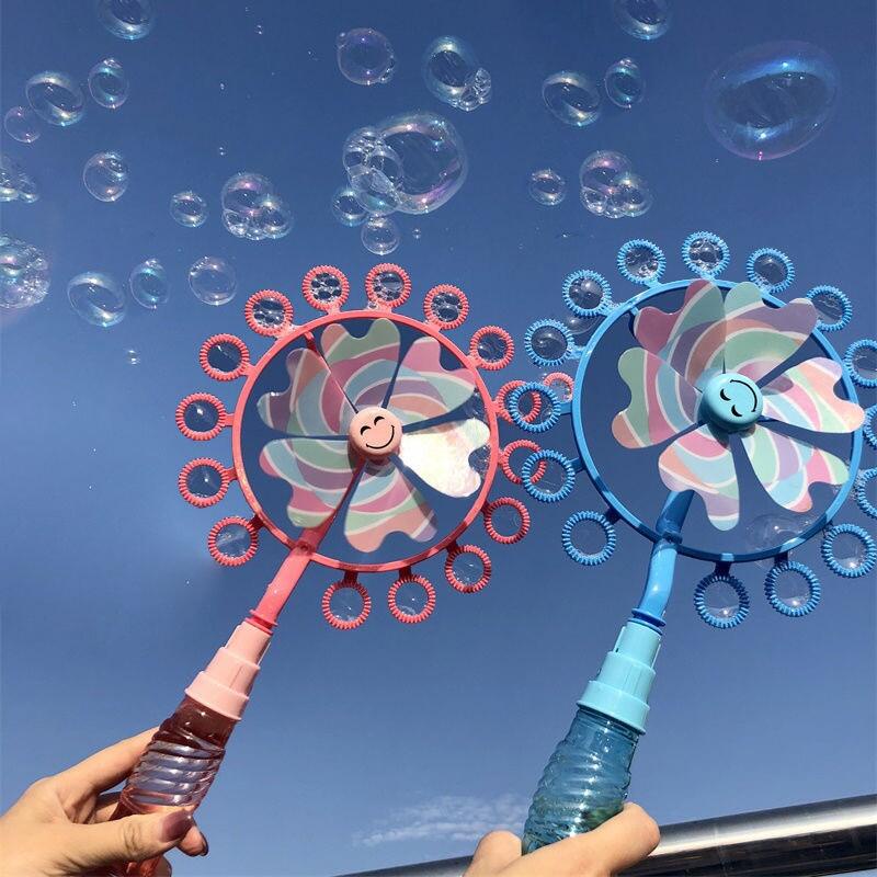 Kids Bubble Machine Blower Magic Rotating Windmill Toy Wedding Soap ...