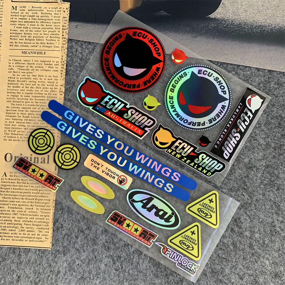 2PCS/SET Laser Radium ARAI GIVESYOUWINGS Stickers ECU SHOP Little Devil ...