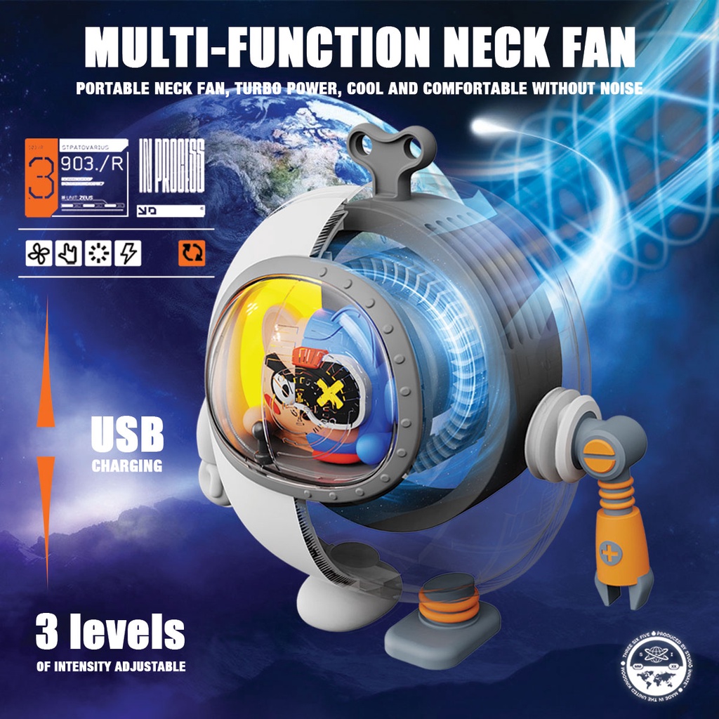 Mech Hanging Neck Fan USB Handheld Mini Fan Bladeless Fan with Night ...