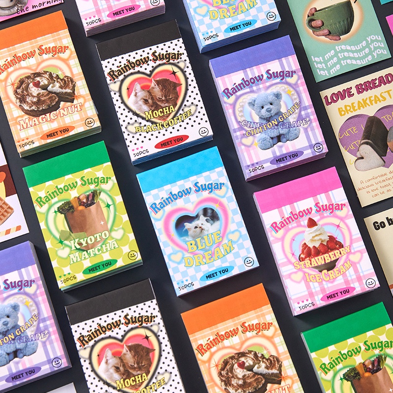 Imoda 50sheets/pc Ins Style Sticker Book Colorful Rainbow Candy Series ...