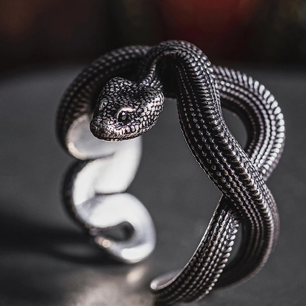 Gothic Style Snake Wrap Ring Retro 3D Cobra metal Adjustable Opening ...