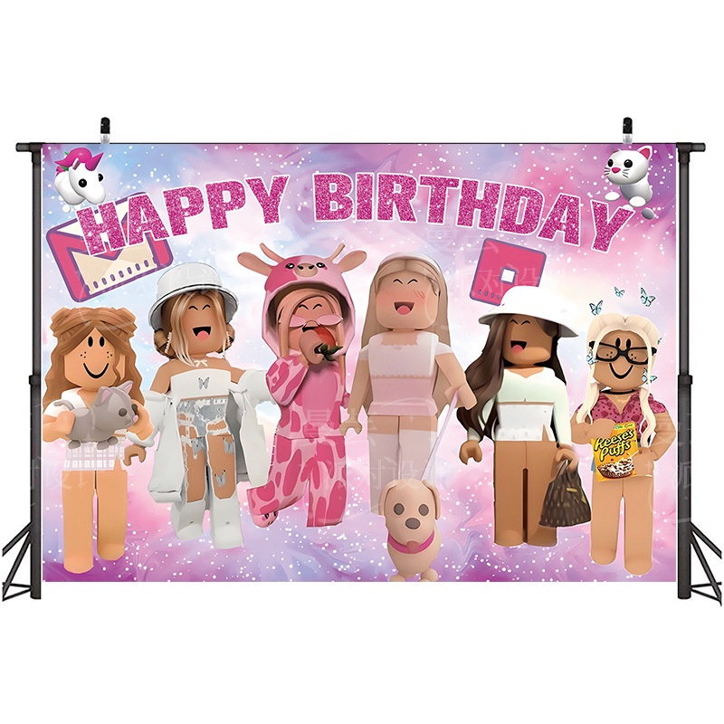 Pink Roblox Backdrop Photography Girls Baby Shower Kids Birthday ...