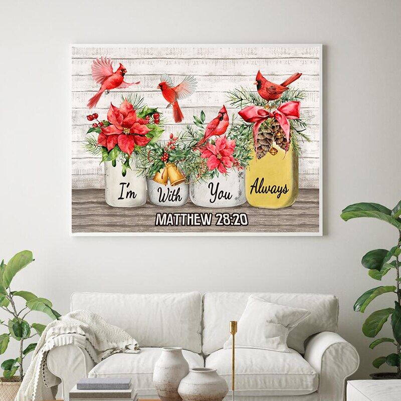 Bible Verse Matthew : Cardinal Quote Poster Art Prints Im with You ...