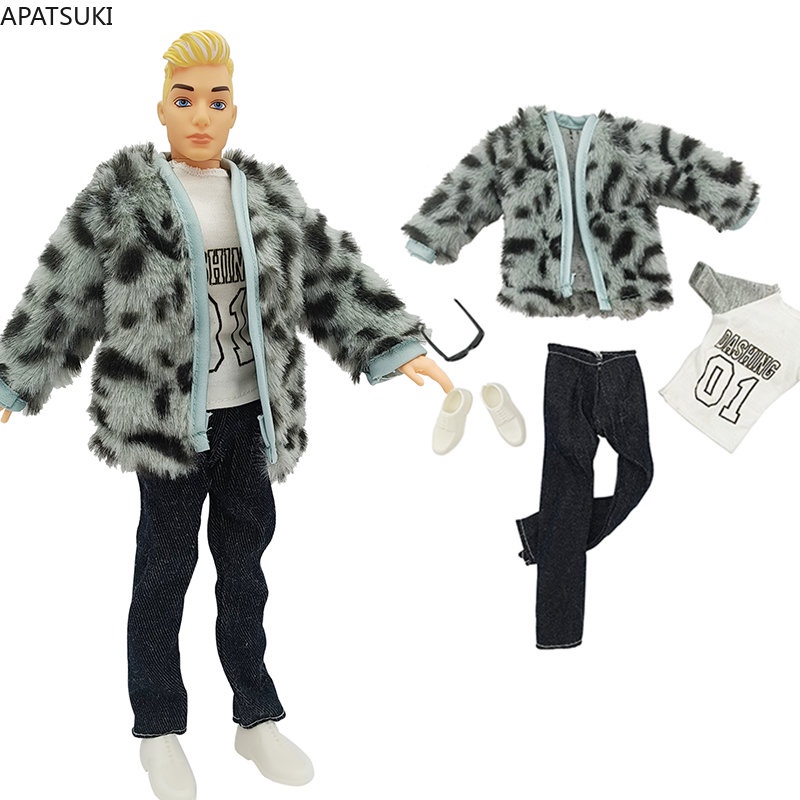 Faux Fur 1/6 Doll Clothes For Ken Boy Doll Outfits Jacket T-shirt Denim ...