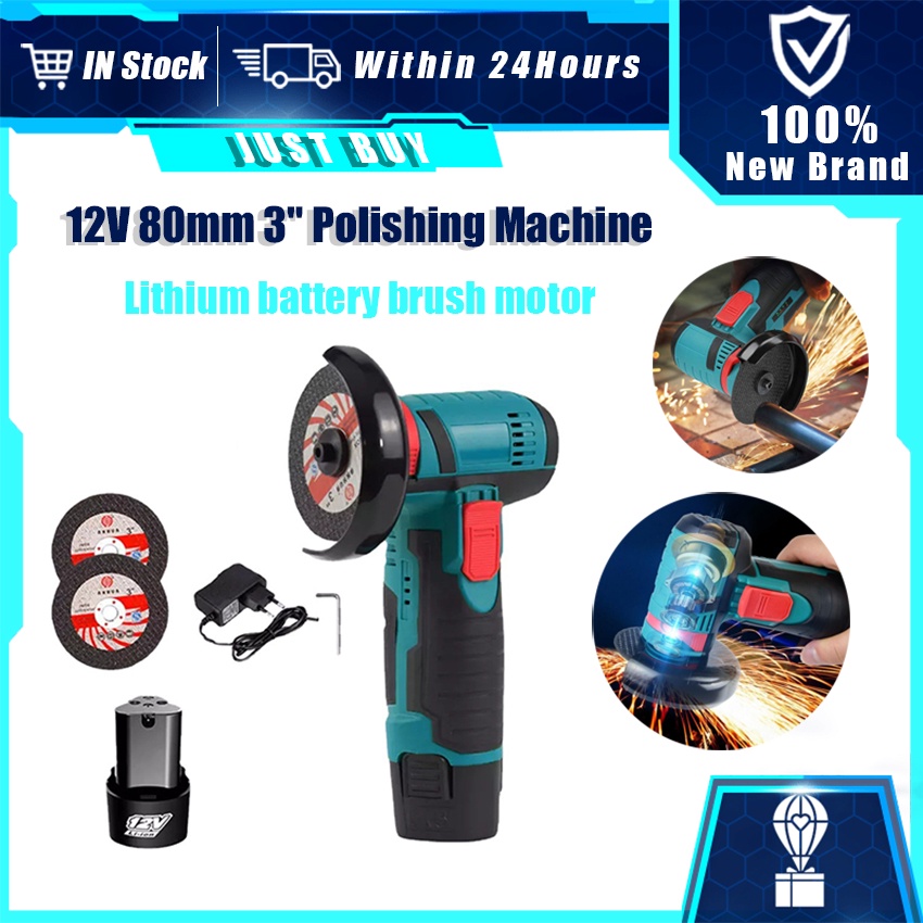 12V Portable Cordless Angle Grinder 500W 19500RPM Lithium Battery Hand Polishing Machine ...
