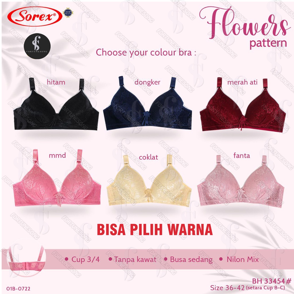 Sorex - Embossed Motif Wire Free Sorex Bra CHOOSE COLOR | Shopee ...