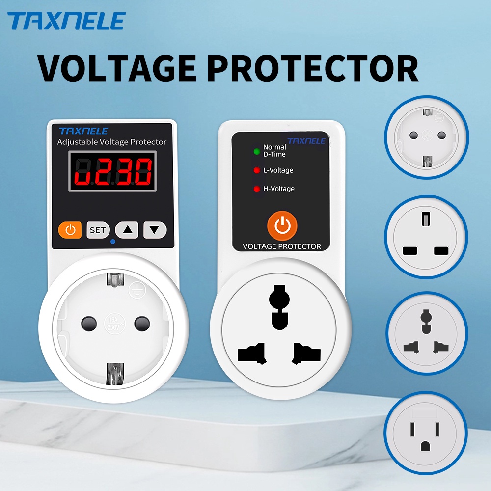 Automatic Voltage Protector Socket AC 220V Adjustable 16A Voltage Safe ...