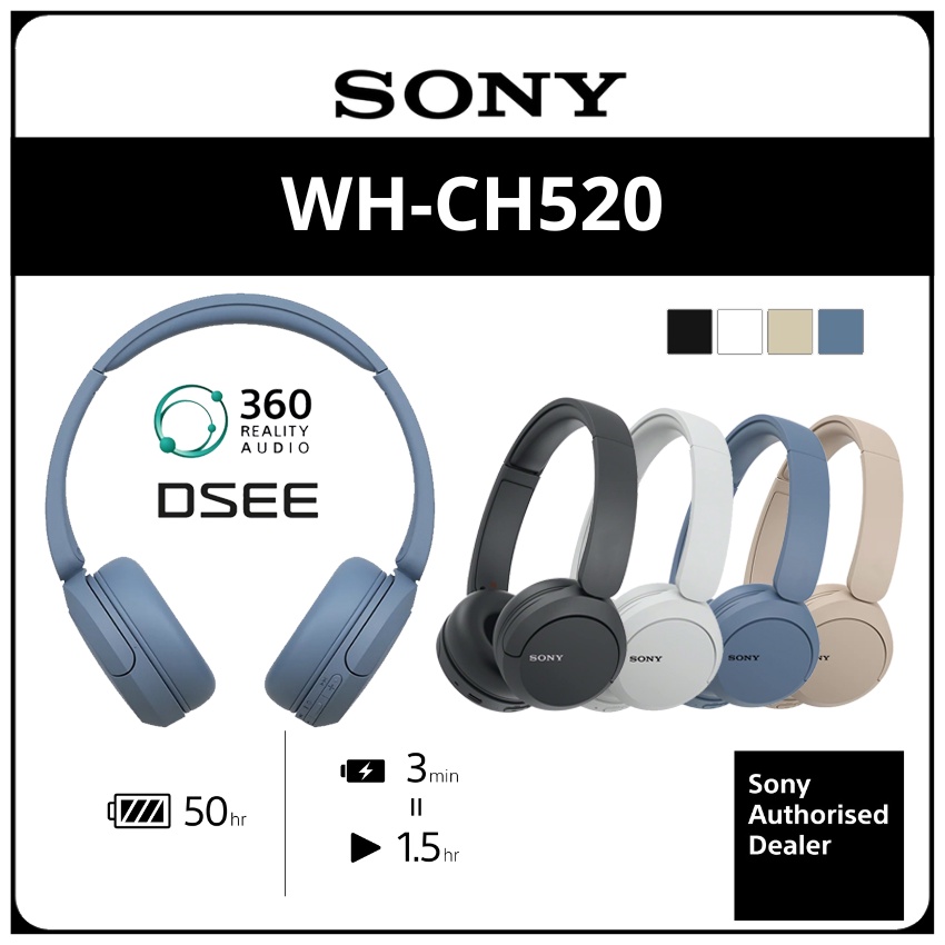 Sony WH-CH520 TWS Wireless Bluetooth Headphones Bluetooth Earphones ...