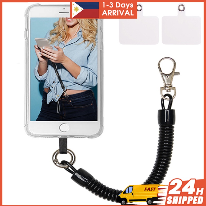 Elastic Spring Rope Keychain Anti-lost Phone Spring Key Ring Rope Metal ...