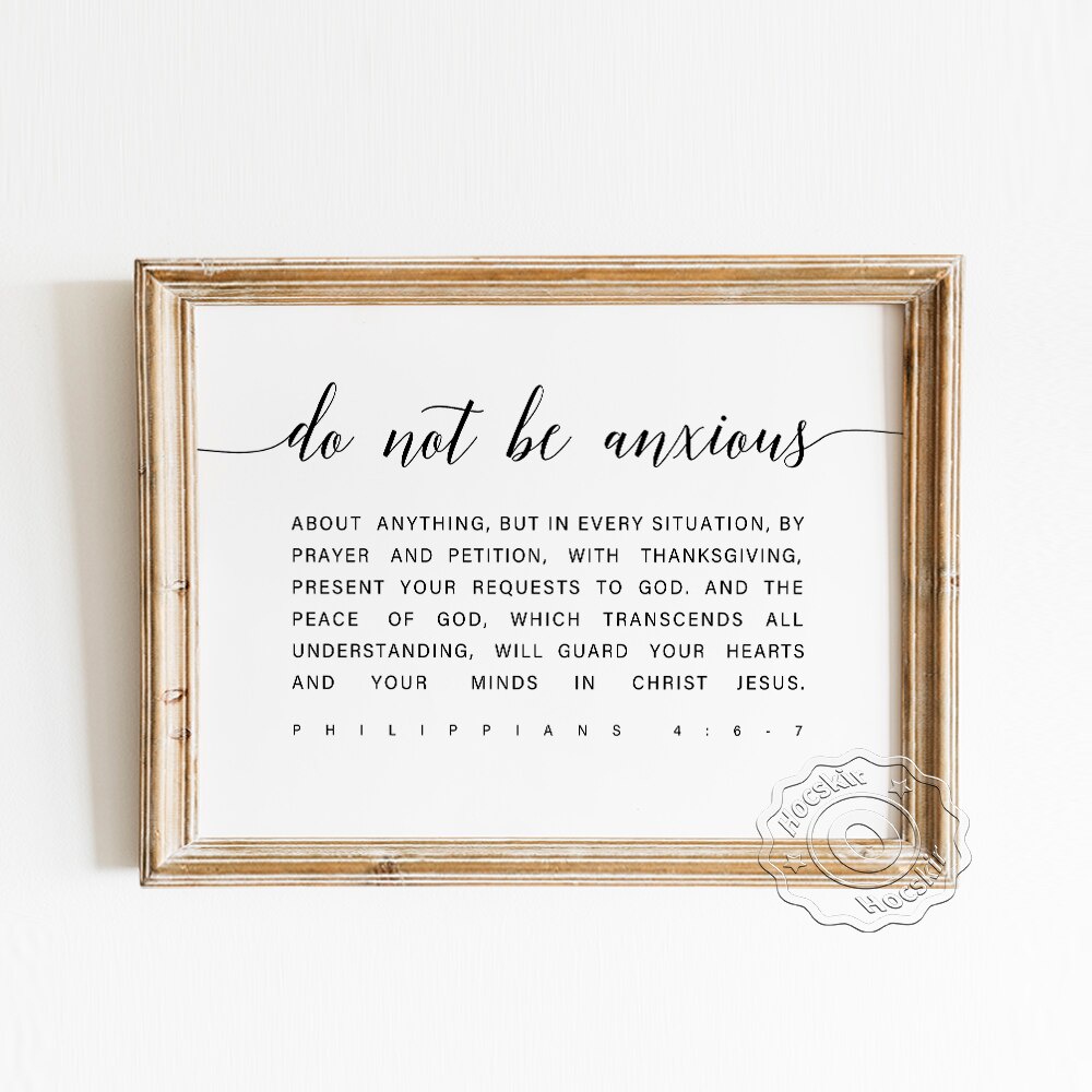 Philippians Do Not Be Anxious Bible Verse Quotes Poster, Large ...