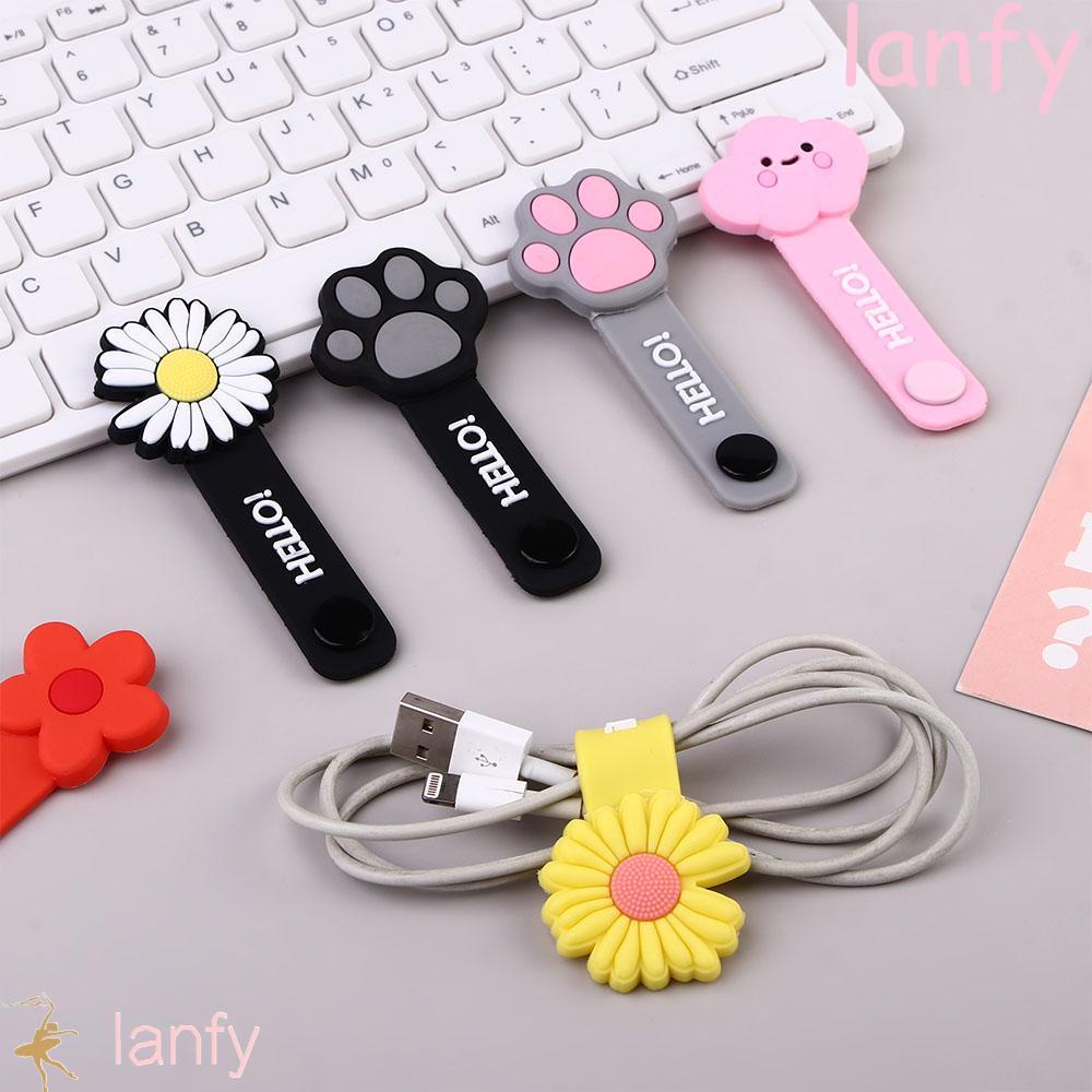 LANFY Silicone Cable Winder Chrysanthemum Strawberry Paw Fruit Flower ...