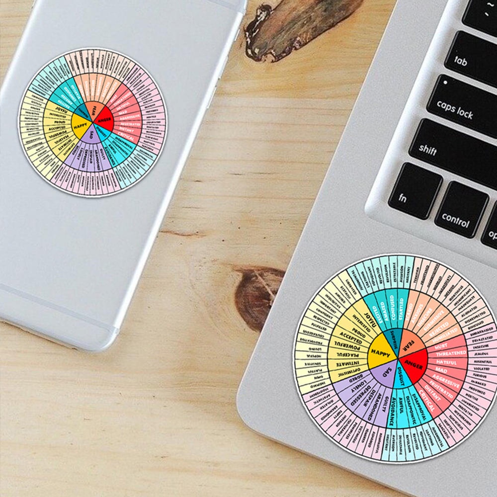 2PCS Feelings Wheel Vinyl Sticker Emotion Wheel Chart for Therapy Home ...