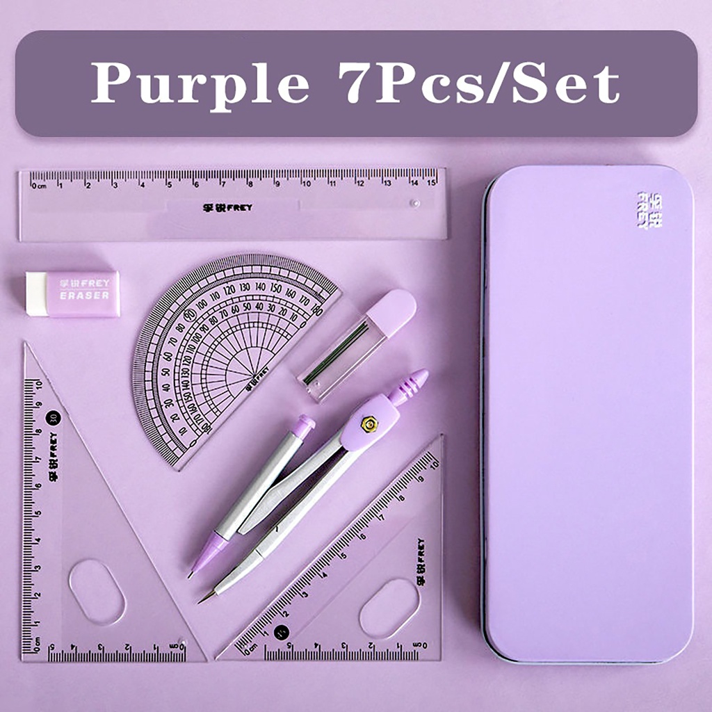 Shipfromph 7pcsbox Compass Ruler Set Ruler Triangle Ruler Back To School Supplies Simple For