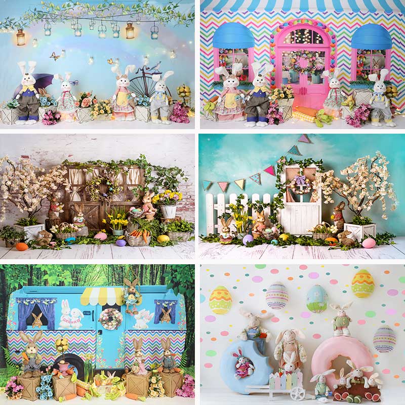 Cute Bunny Photo Studio Photography Background Happy Easter 3D ...