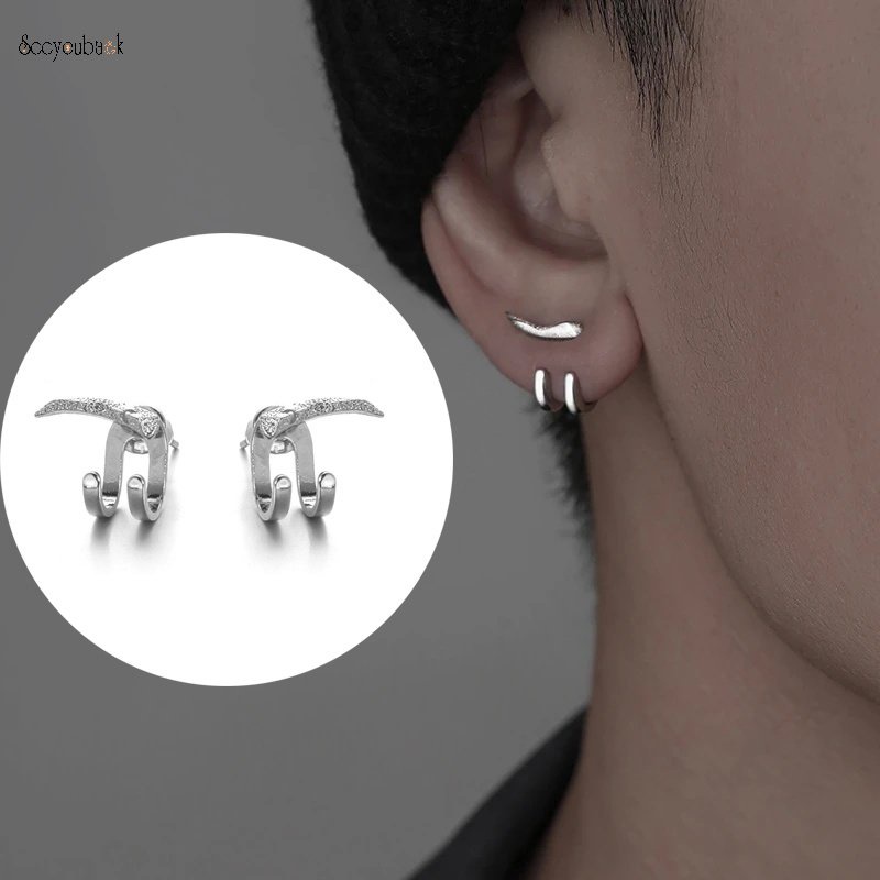 New Punk Hip-hop Men Earring Advanced Versatile Detachable Dual Purpose ...
