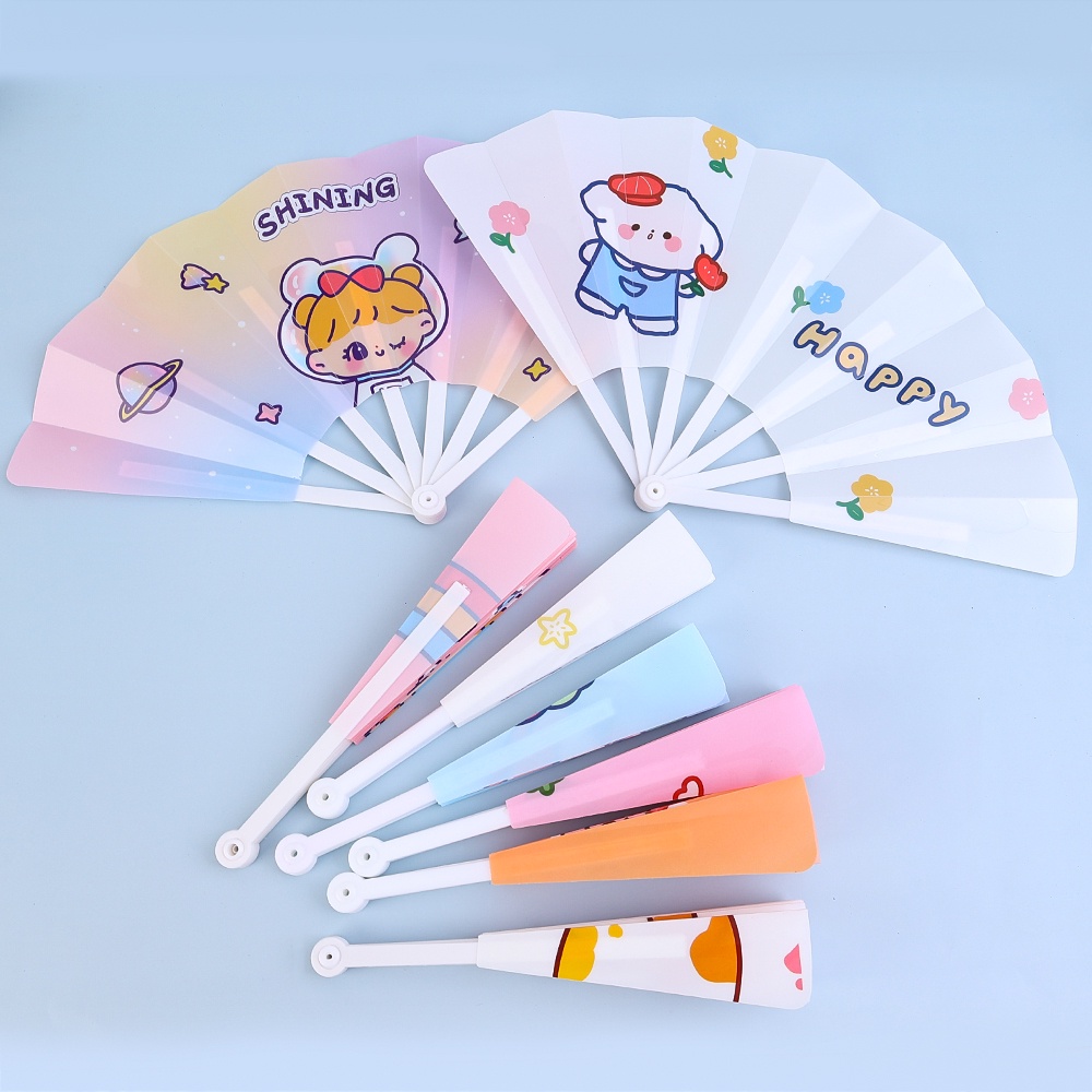 PP Hand Hold Crank Fan Cute Portable Folding Fan Student Dormitory 7 ...