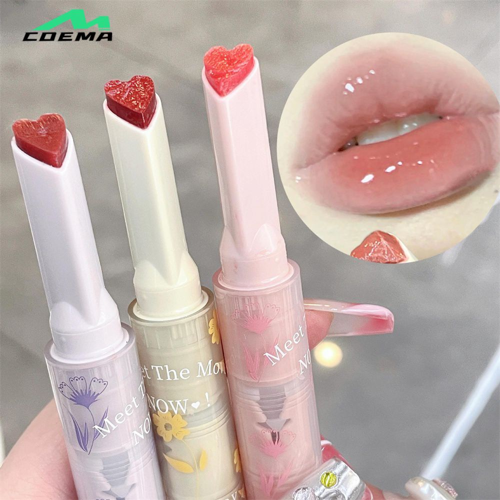 Gegebear Colorful Lipstick Heart Shape Lipstick Water Glossy Jelly ...
