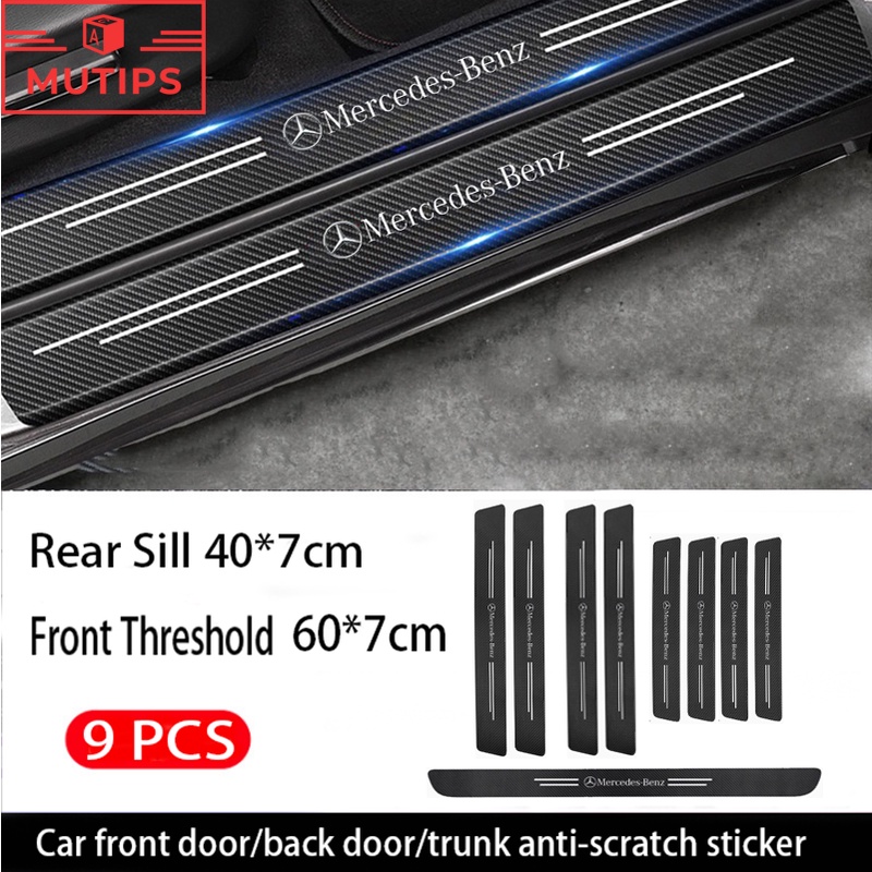 9Pcs Car Door Stickers Carbon Fiber Sill Protection Auto Scratch ...