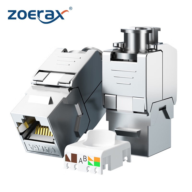 ZoeRax Shielded CAT8 Cat7 Cat6a Keystone Jack RJ45 Tool-Less Type Zinc ...