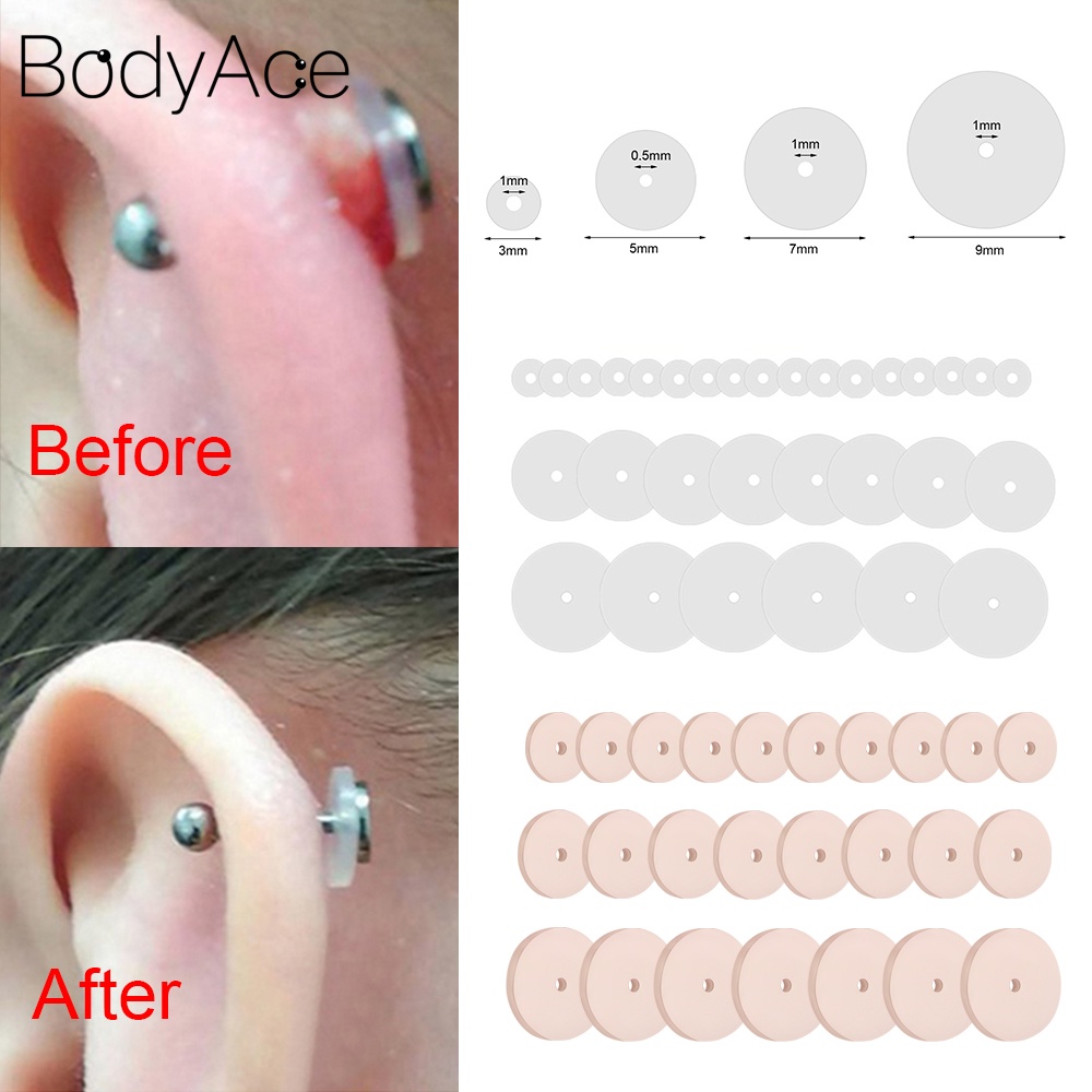 Bodyace 10-200pcs Silicone Piercing Pad Healing Discs Flexible Anti ...