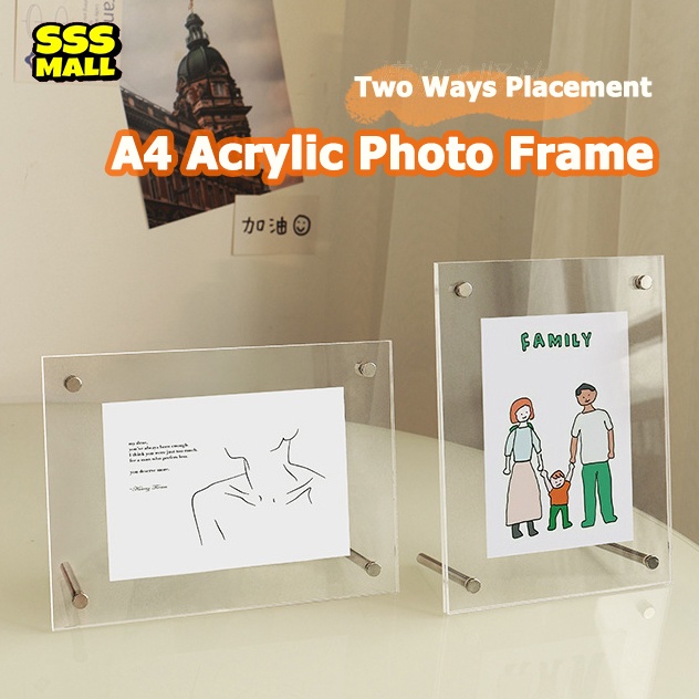 A4 Acrylic Photo Frame Home Picture Frames Poster Display Stand Paper ...