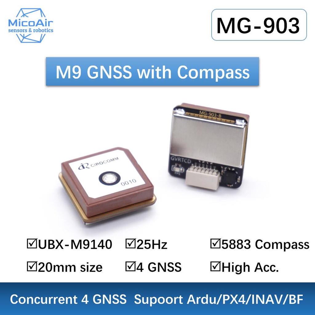 M9/UBX-M9140 GPS Small Size GNSS Module with Compass QMC5883L MicoAir ...