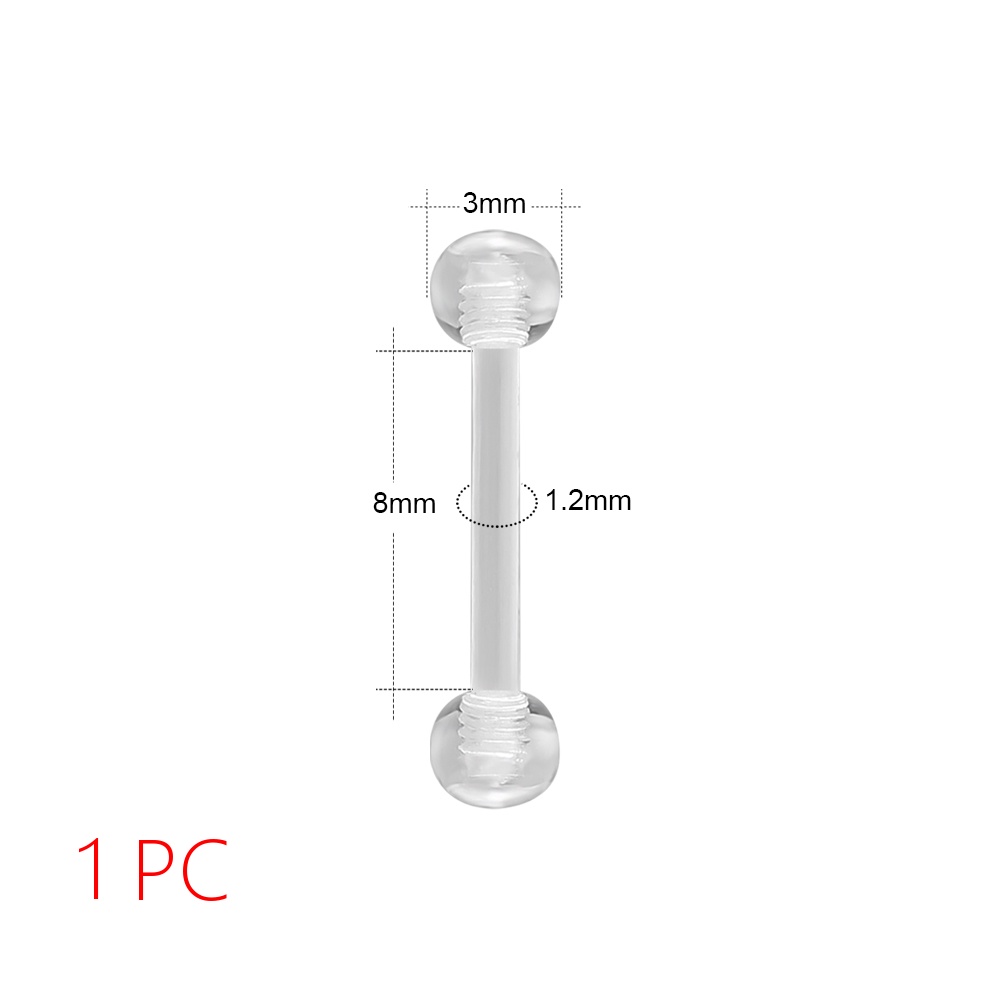 1-5Pcs Clear Acrylic Nose Septum Piercing Invisible Lip Stud Navel Ring ...