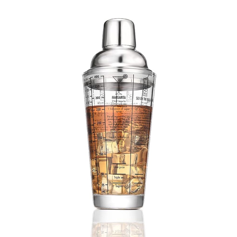 Glass Cocktail Shaker, Martini Shaker 14 oz, | Clear Shaker with ...