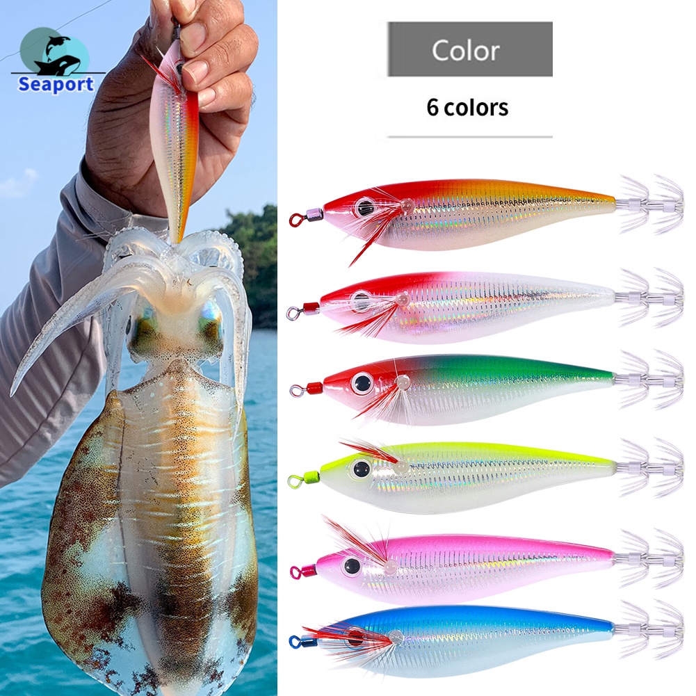 Luminous Artificial Shrimp Bait Squid Jig Hook Fishing Wood Shrimp ...