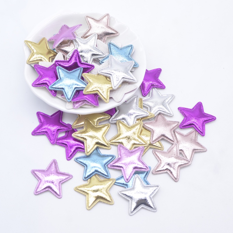 100Pcs 25mm Padded PU Leather Star Patches for DIY Clothes Hat Sewing ...