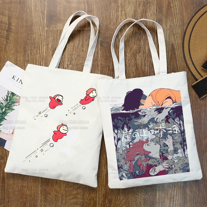 Ponyo on the Cliff heavy Unisex Bag Anime Sosuke Canvas Bags Hayao ...