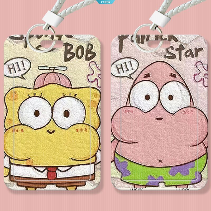 SpongeBob Patrick Star Students Sliding Cover Card Holder Cute Portable ...